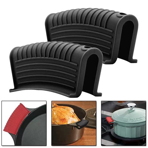 주방 액세서리 실리콘 내열성 커버 미끄럼 방지 뚜껑 손잡이 냄비 손잡이 그립 조리기구 보호 커버취사도구 핸들 And 손잡이 Aliexpress