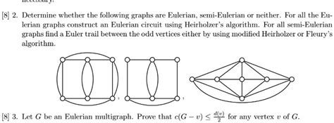 Solved 8 2 Determine Whether The Following Graphs Are Eulerian