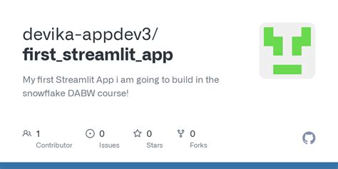 Github Devika Appdev First Streamlit App My First Streamlit App I