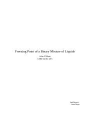 Experimental Study On Freezing Point Of Binary Liquid Mixtures Course Hero