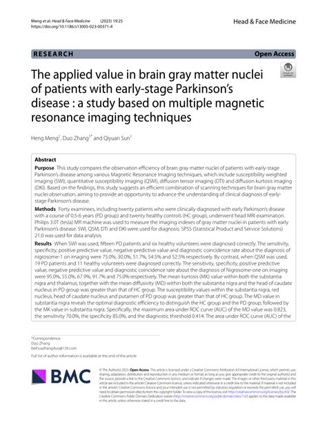 Pdf The Applied Value In Brain Gray Matter Nuclei Of Patients With