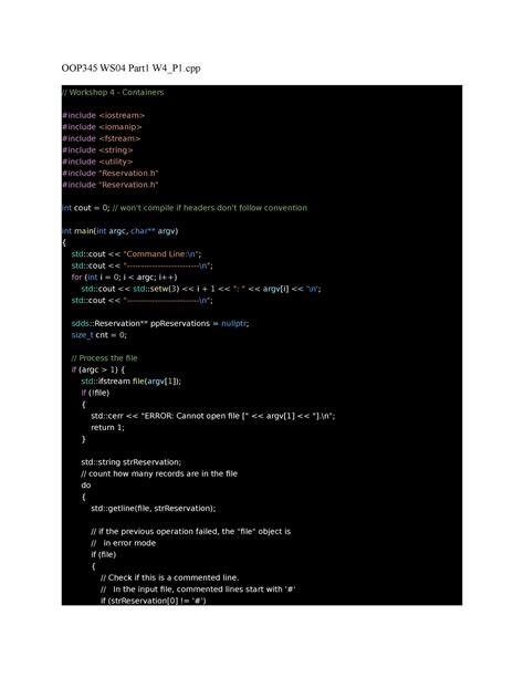 OOP345 WS04 Part1 W4 P1 Cpp OOP345 WS04 Part1 W4 P1 Workshop 4