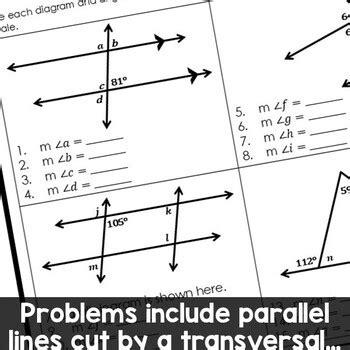 Angle Relationships Worksheet Parallel Lines Cut By A Transversal And Triangles