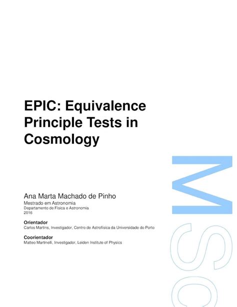 Pdf Epic Equivalence Principle Tests In Cosmology · The Weak Equivalence Principle Is The