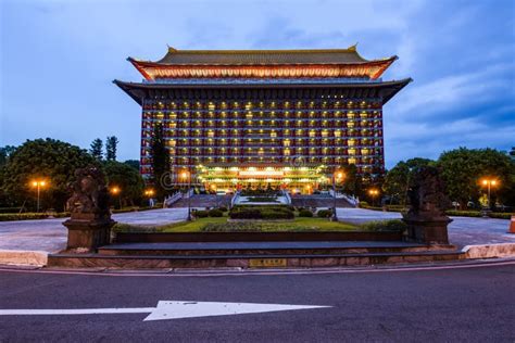 Night View Of The Grand Hotel Taipei In A Sunny Day Stock Image Image
