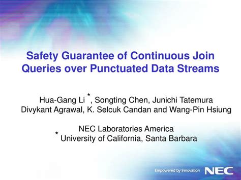 Ppt Safety Guarantee Of Continuous Join Queries Over Punctuated Data Streams Powerpoint