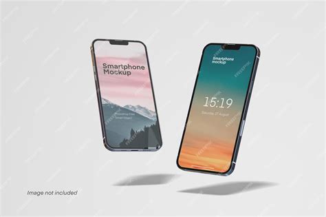 Premium Psd Two Floating Smartphone Mockups