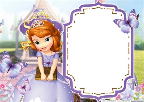 Free Editable Sofia The First Birthday Invitation First Birthday Invitations Birthday