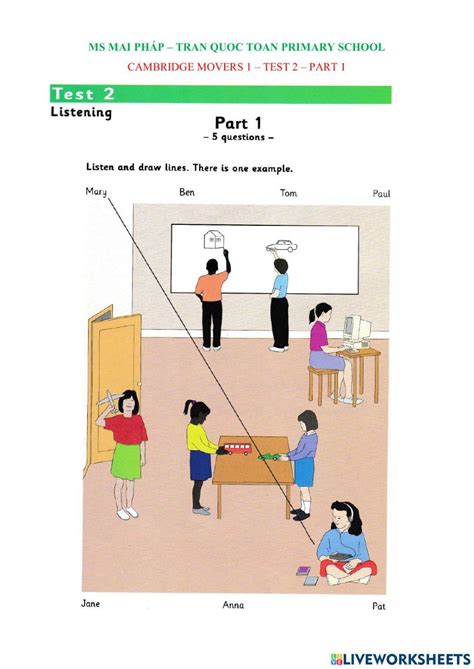 Cam Movers 1 Test 2 Part 1 Online Exercise For Live Worksheets