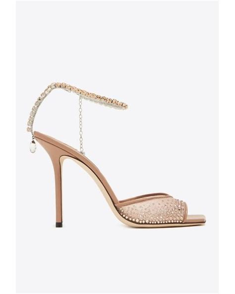 Jimmy Choo Saeda 100 Crystal Mesh Sandals In White Lyst