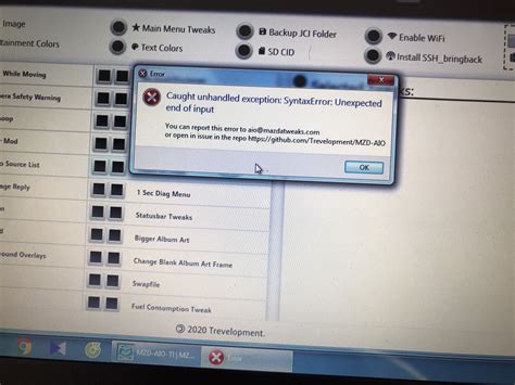 Aio Tweaks Error Message 2004 To 2020 Mazda 3 Forum And Mazdaspeed 3 Forums