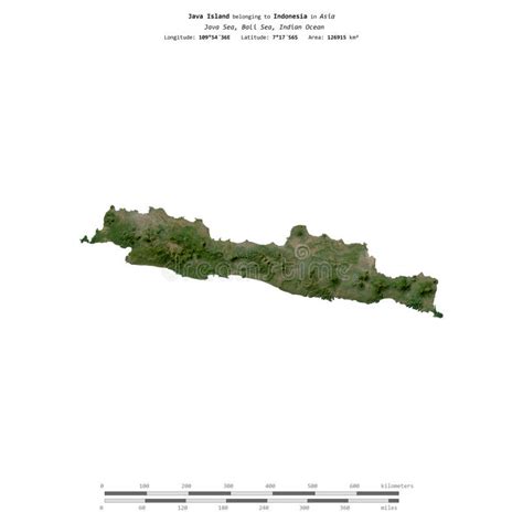 Java Island Indonesia Shape On White Satellite May 22 2018 Stock Illustration