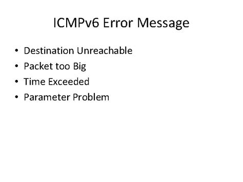 Icmpv 6 Error Message Types Informational Message Types
