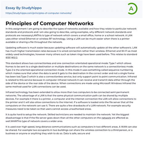 Principles Of Computer Networks Essay Example