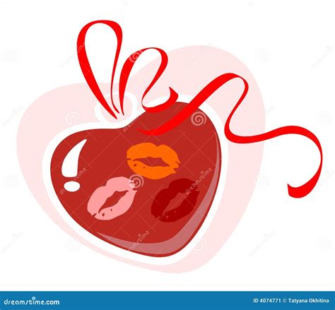 Heart With Kisses Stock Vector Illustration Of Lips Heart 4074771