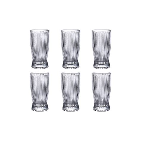 Elegant Classic Drinking Glasses Set Of 6 With Modern Lines Durable
