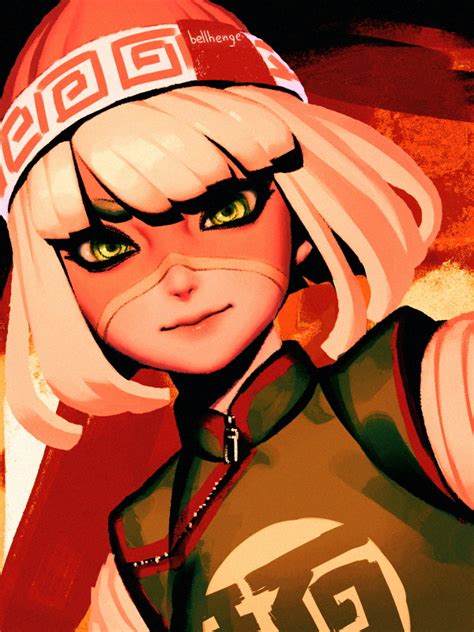 Bellhenge Min Min Arms Arms Game Girl Beanie Blonde Hair Bob Cut Domino Mask Green