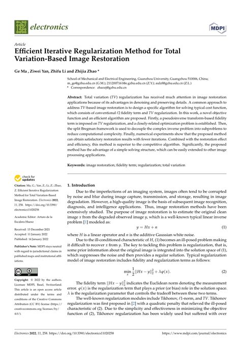 Pdf Efficient Iterative Regularization Method For Total Variation