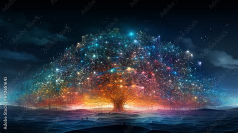 Alchemy Of Ai Neural Network Meets Cybernetic Defense In A Surreal Skyscape Stock Illustration