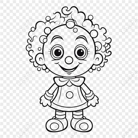 여성 광대는 곱슬머리를 가지고 있습니다 색칠 페이지 개요 스케치 드로잉 벡터의류라인 아트 Png 일러스트 무료 다운로드 Lovepik