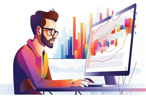 Premium Vector Person Glasses Checking Data Computer