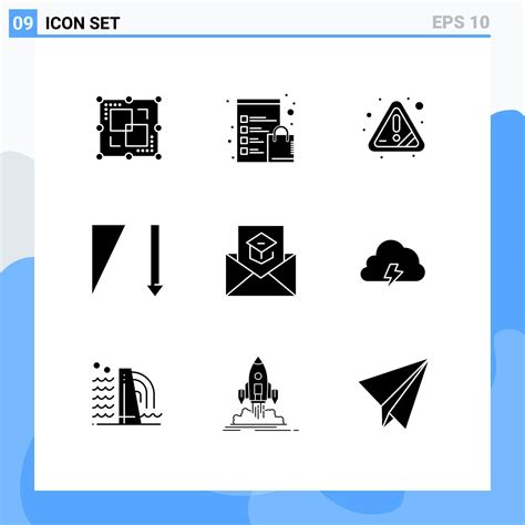 Universal Icon Symbols Group Of 9 Modern Solid Glyphs Of Email Communication Alert Sorting