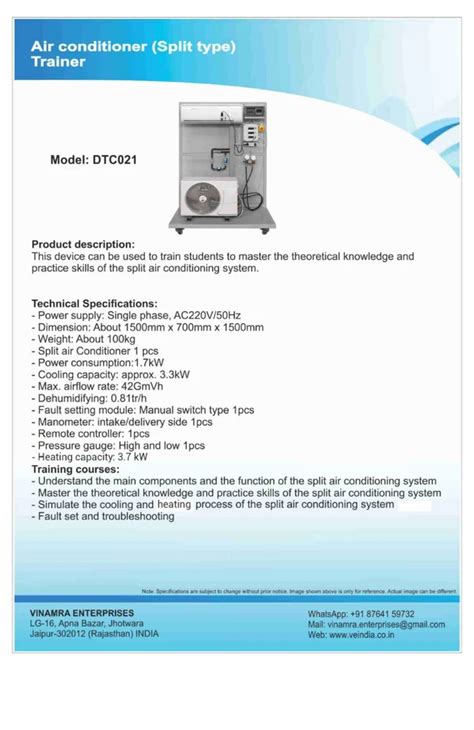 Fully Automatic Split Air Conditioner Trainer Model Name Number Dtc021 At ₹ 195000 Piece In Jaipur