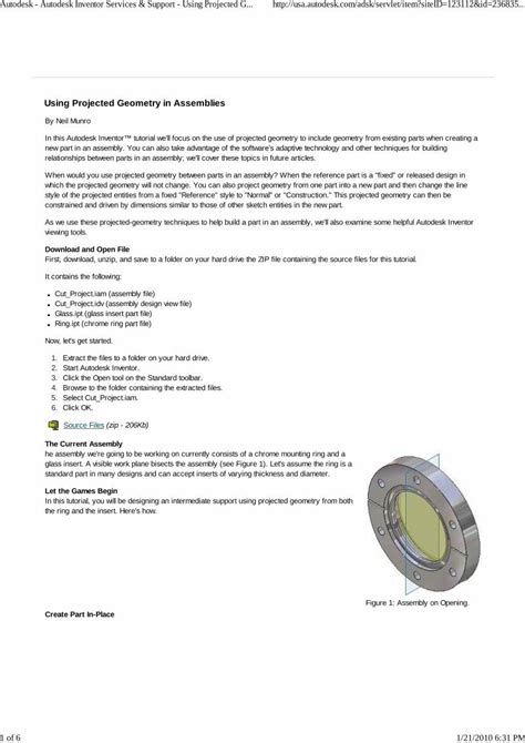 Pdf Autodesk Inventor Using Projected Geometry In Assemblies