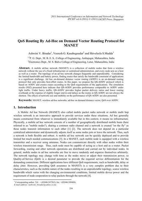 pdf qos routing by ad hoc on demand vector routing protocol for manet