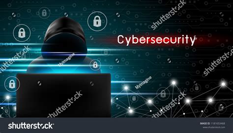 Cybersecurity Concept Hacker Using Computer Key Stock Vector Royalty Free