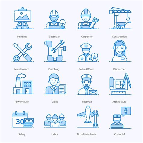 Blue Collar Jobs Icons 2211268 Vector Art At Vecteezy