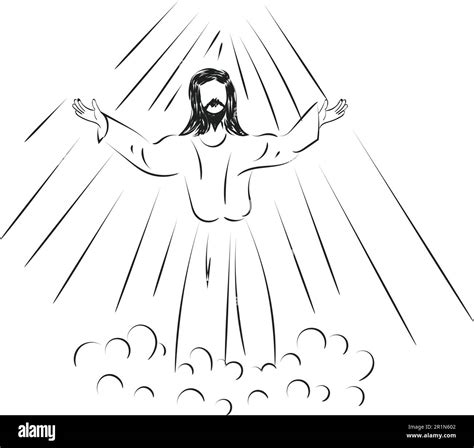 Happy Ascension Day Design With Jesus Christ In Heaven Stock Vector