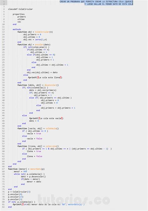 Colas MatLab Menor Dato De Una Cola Tutorias Co