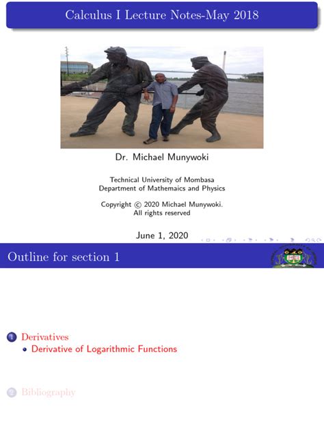 Derivative Of Logarithmic Functions Lecture Notes Pdf Numbers