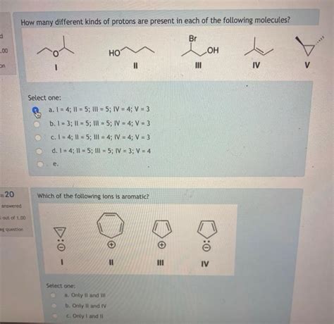 Solved How Many Different Kinds Of Protons Are Present In Chegg Com