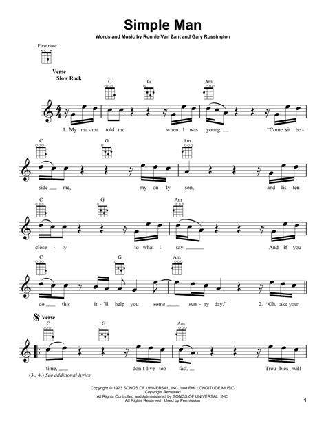 Simple Man Sheet Music Lynyrd Skynyrd Easy Guitar Tab Hot Sex Picture