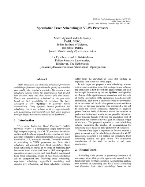 Pdf Speculative Trace Scheduling In Vliw Processors