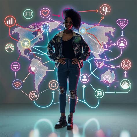 3d Rendered Photos Of World Map With Interactive Icons Representing Different Social Media