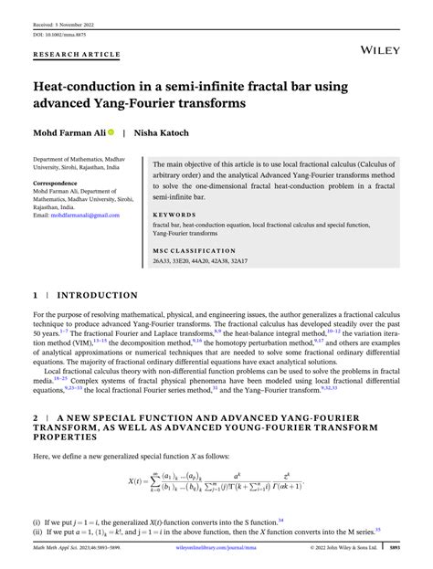 Heat‐conduction In A Semi‐infinite Fractal Bar Using Advanced Yang‐fourier Transforms Request Pdf