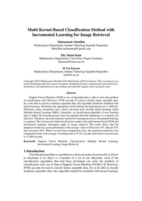 Pdf Multi Kernel Based Classification Method With Incremental