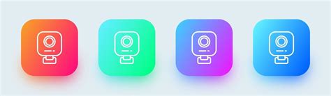 Webcam Line Icon In Square Gradient Colors Video Camera Signs Vector Illustration 19816998