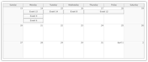 weeks view monthly event calendar daypilot documentation