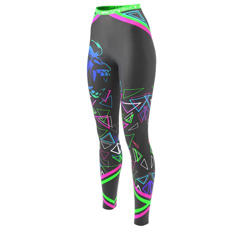 Kong Muscle Ladies Lycra Black And Neon Leggings Kong Muscle Gear