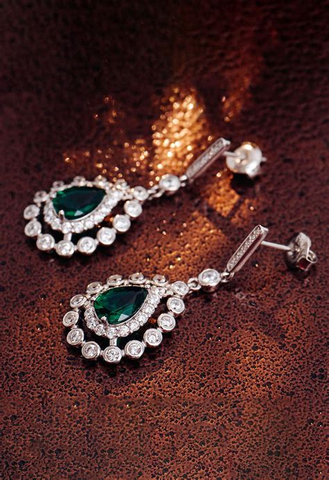 Raindrop Emerald Gem Earrings Retro Indie And Unique Fashion