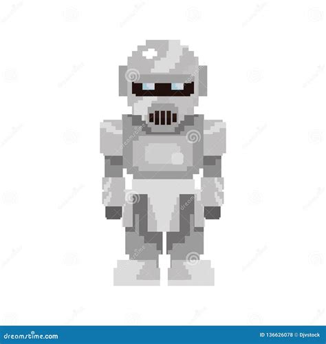 Pixel Video Game Gold Robot Stock Vector Illustration Of Electronic Display 136626078