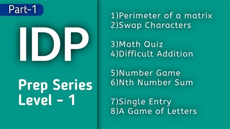 idp set 1 idp prep series level 1 perimeter of a matrix to a game of letters ccbp