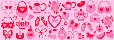 Premium Vector Pink Girly Coquette Yk Aesthetic Set Elegant Vintage