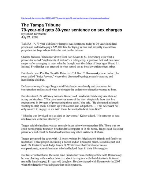 The Tampa Tribune 79 Year Old Gets 30 Year Sentence On Sex Charges