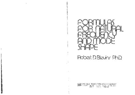 Blevins Formulas For Natural Frequency And Mode Shape Pdfcoffeecom