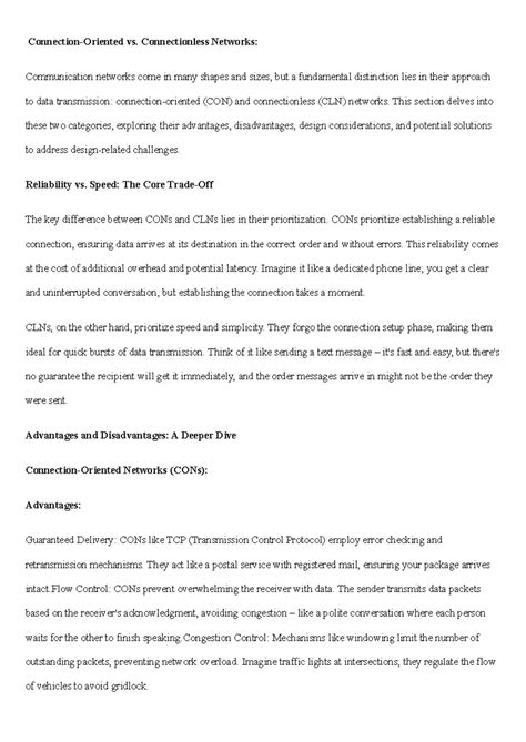 Cs2 Written Assignment U1 Connection Oriented Vs Connectionless Networks Communication